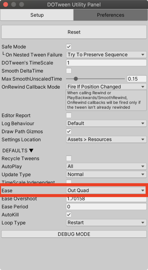 DOTweenのデフォルトで設定されるイージングを変更する | ゲームUIネット